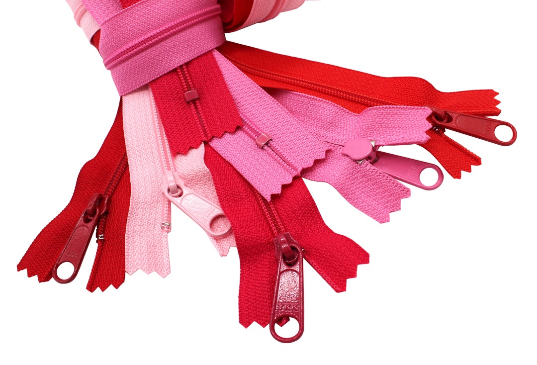YKK 4.5 Coil Closed Bottom Handbag Zippers Long Pull Assortment of Red ...