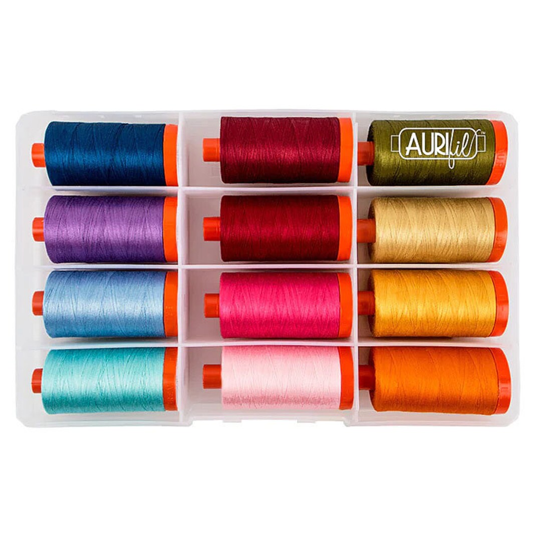 Aurifil Perfect Box of Colors Thread Kit 12 LARGE SPOOLS COTTON 50WT 12 ...