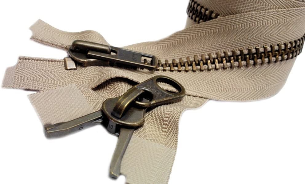 YKK #10 Antique Brass Two-way Metal Jacket Zipper: Heavy Duty, Various ...