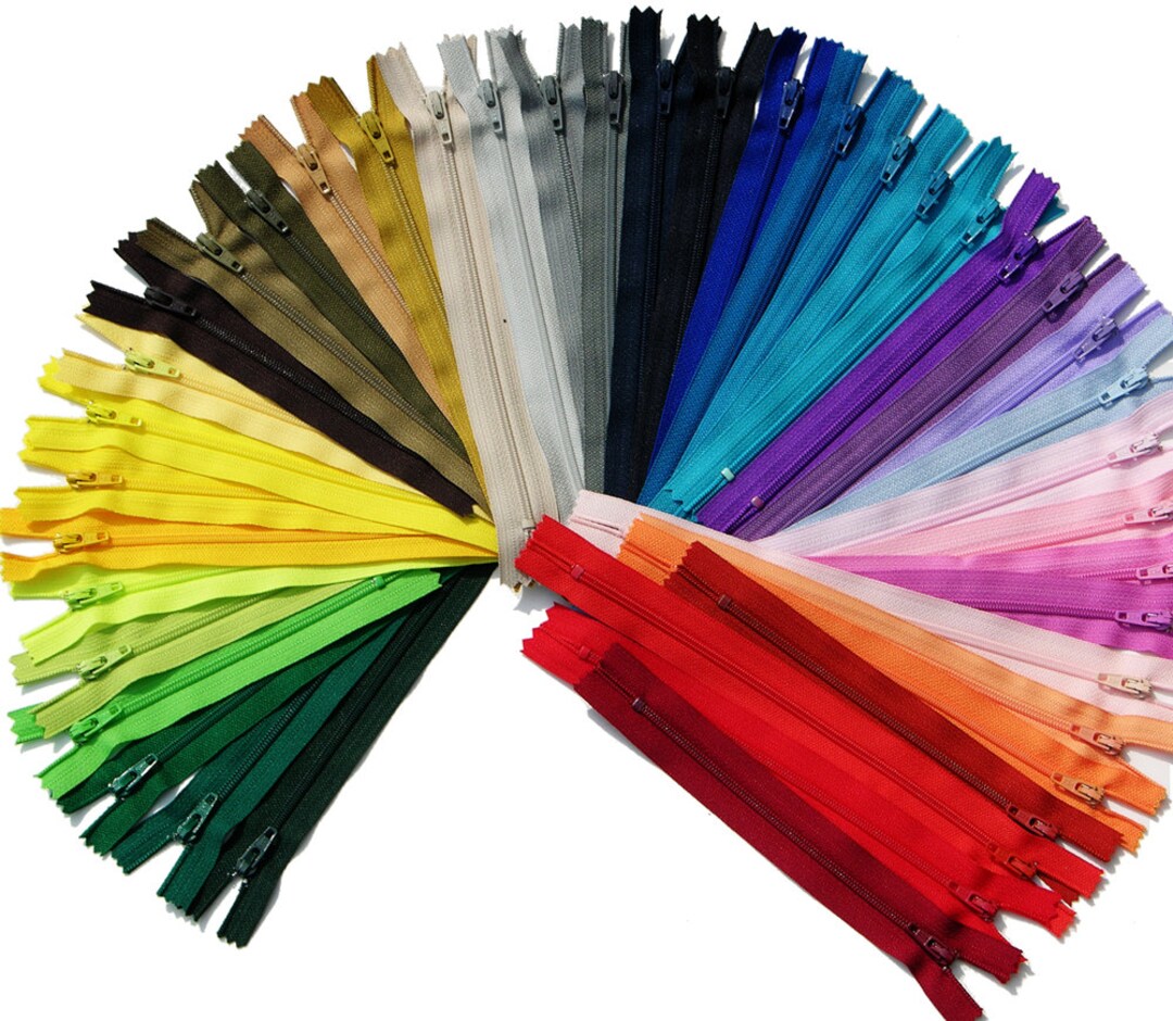 100 Pieces #3 Coil YKK Brand Zippers Mixed and Matched - Light, Bright ...