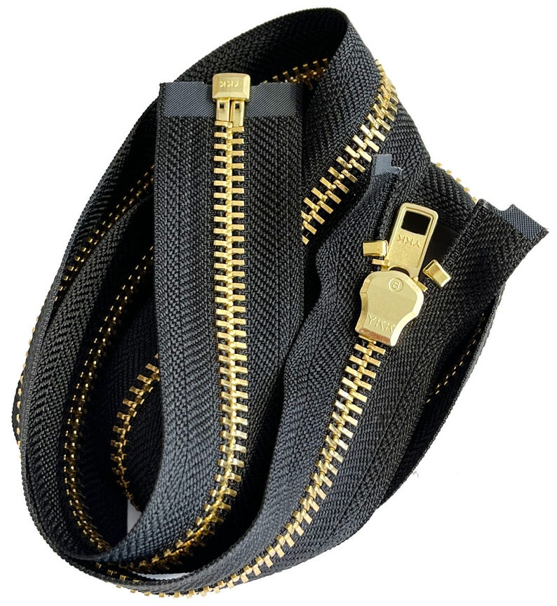 YKK #8 Golden Brass Heavy Duty Zipper – Black Jacket Zipper (4"-36") - Etsy