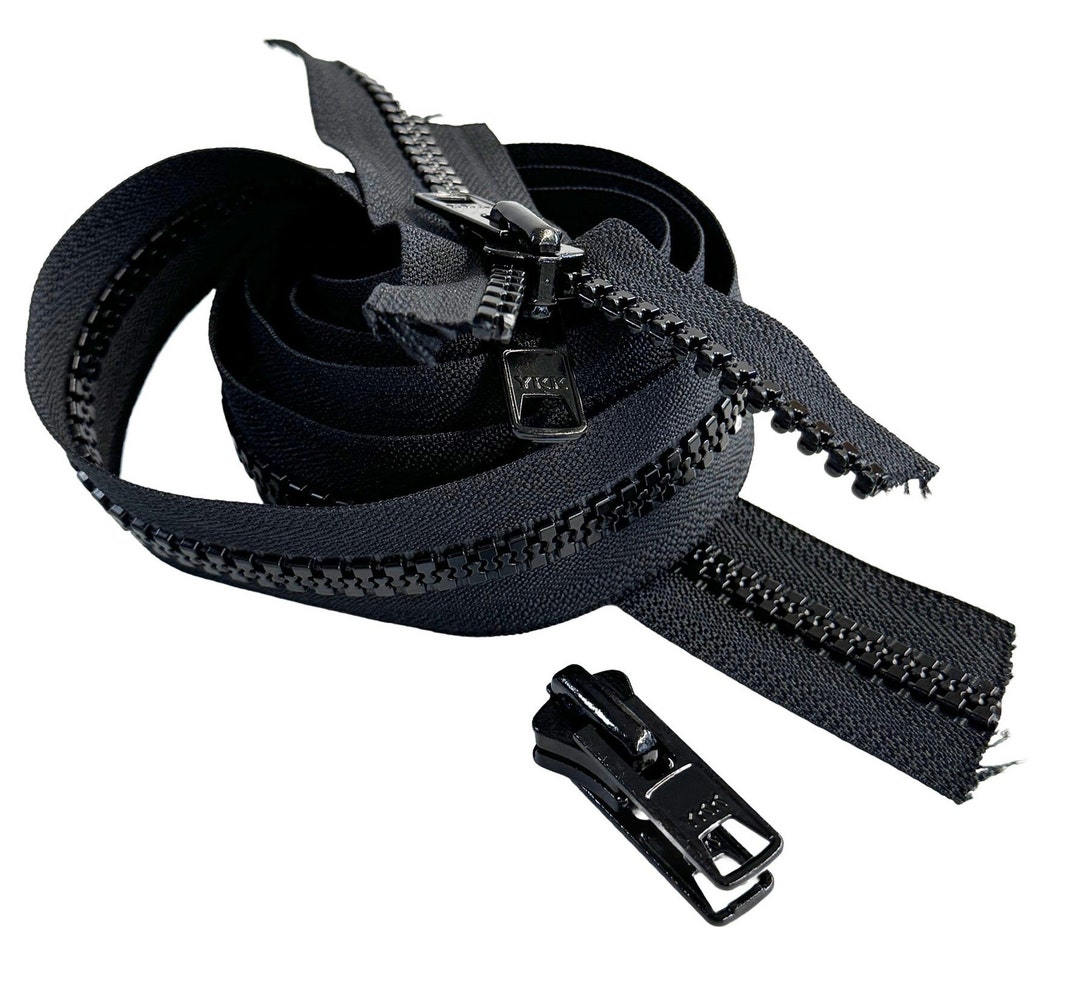 YKK #10 Black Molded Plastic Zipper Roll, 10 Yards With 5 Reversible ...