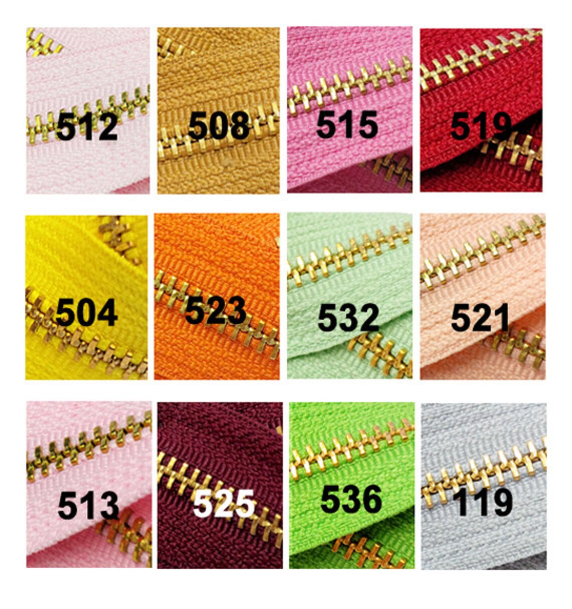 7 Inch 50 Exposed Zipper With Donut Pull Slider - WHITE YKK Metal ...