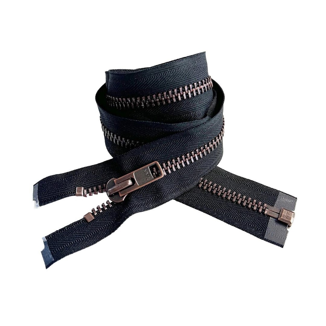 YKK #10 Antique Copper Metal Separating Jacket Zipper - Black, Extra ...
