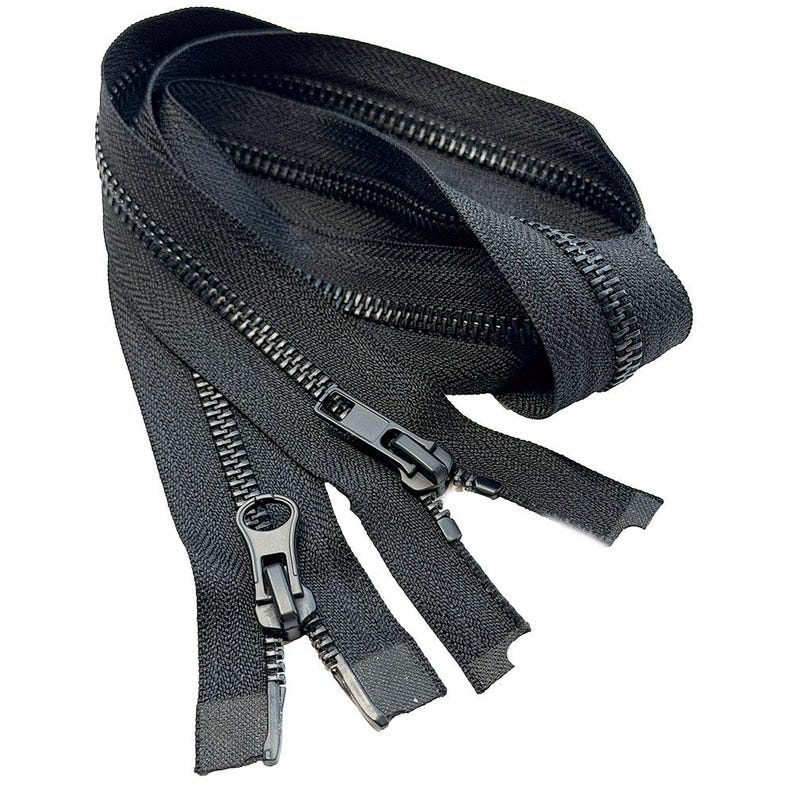 Jacket Zipper #5 Black Oxide Metal Two-way Medium Weight Automatic Lock ...