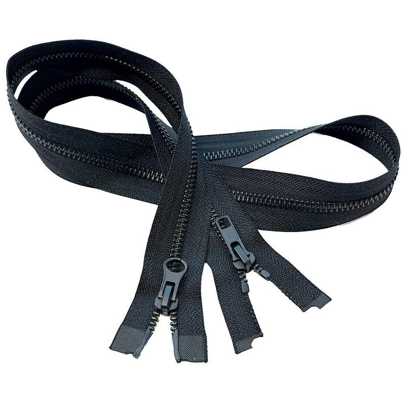 Jacket Zipper #5 Black Oxide Metal Two-way Medium Weight Automatic Lock ...