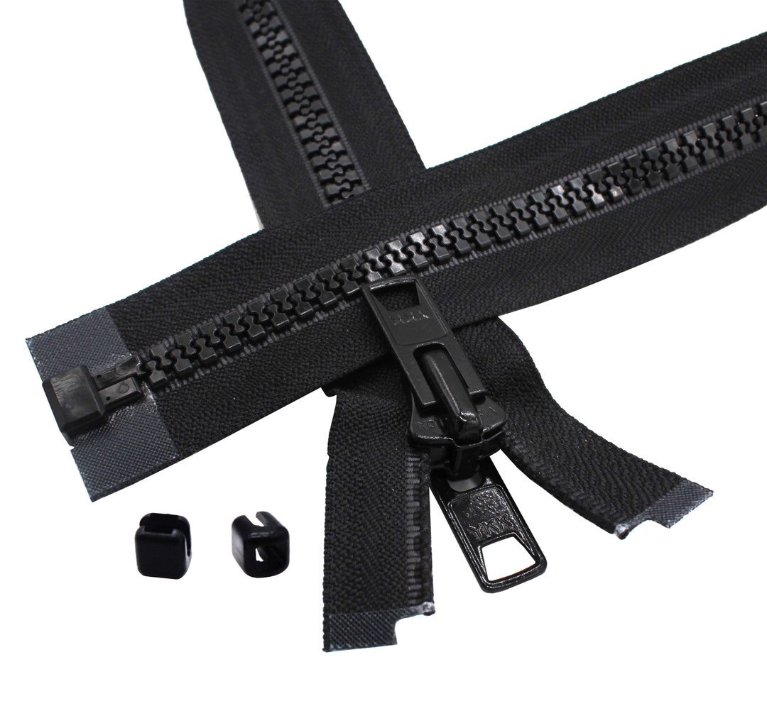 YKK #10 Black Marine Zipper – Double Pull, Plastic Snapcaps (36-250 ...