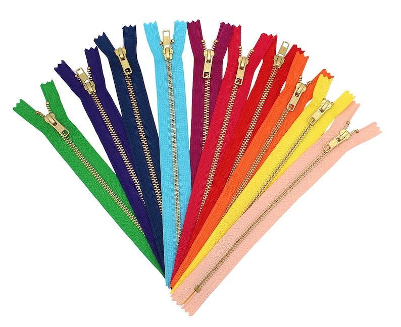 YKK #5 Brass Metal Zipper – Medium Weight, Closed Bottom (7 or 9 Inch ...