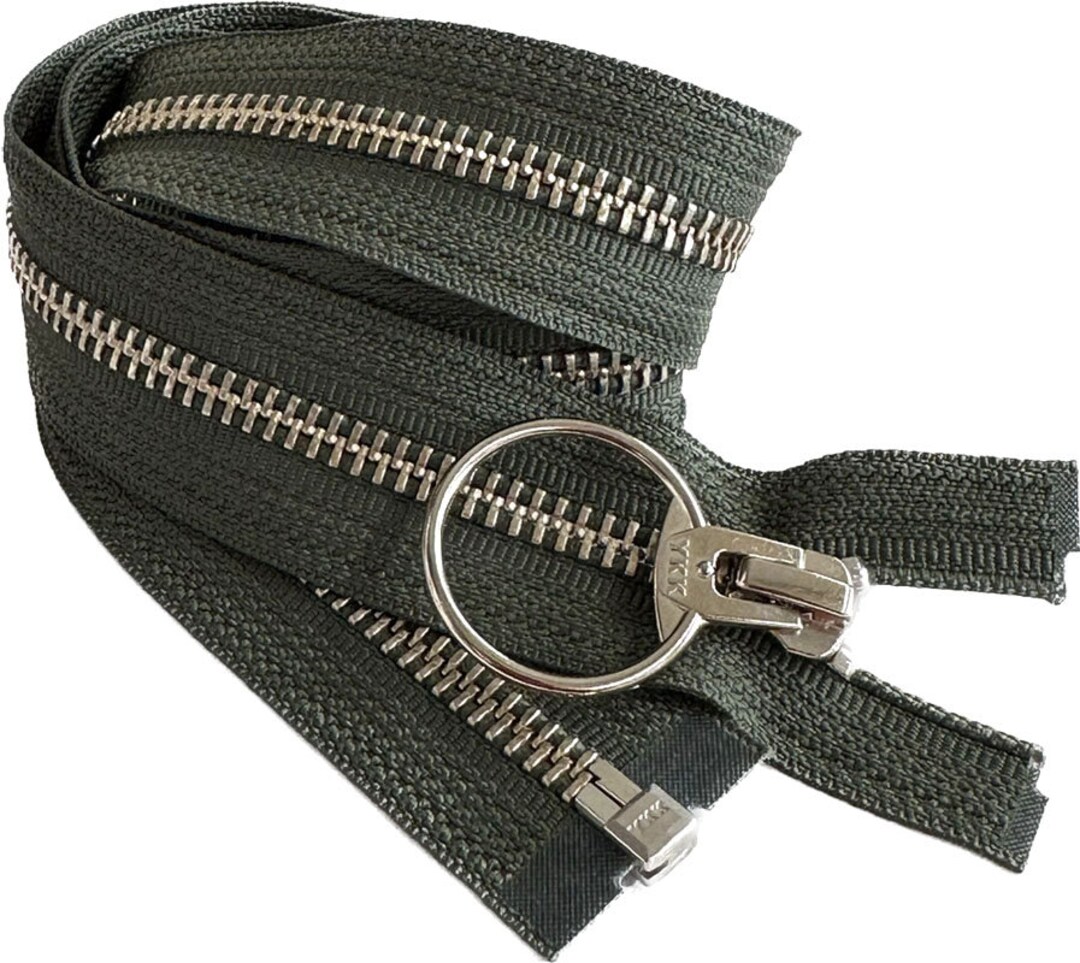 YKK #5 Nickel Silver Separating Zipper - Olive Green Jacket Zipper - Etsy