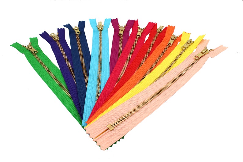 YKK #5 Brass Metal Zipper – Medium Weight, Closed Bottom (7 or 9 Inch ...