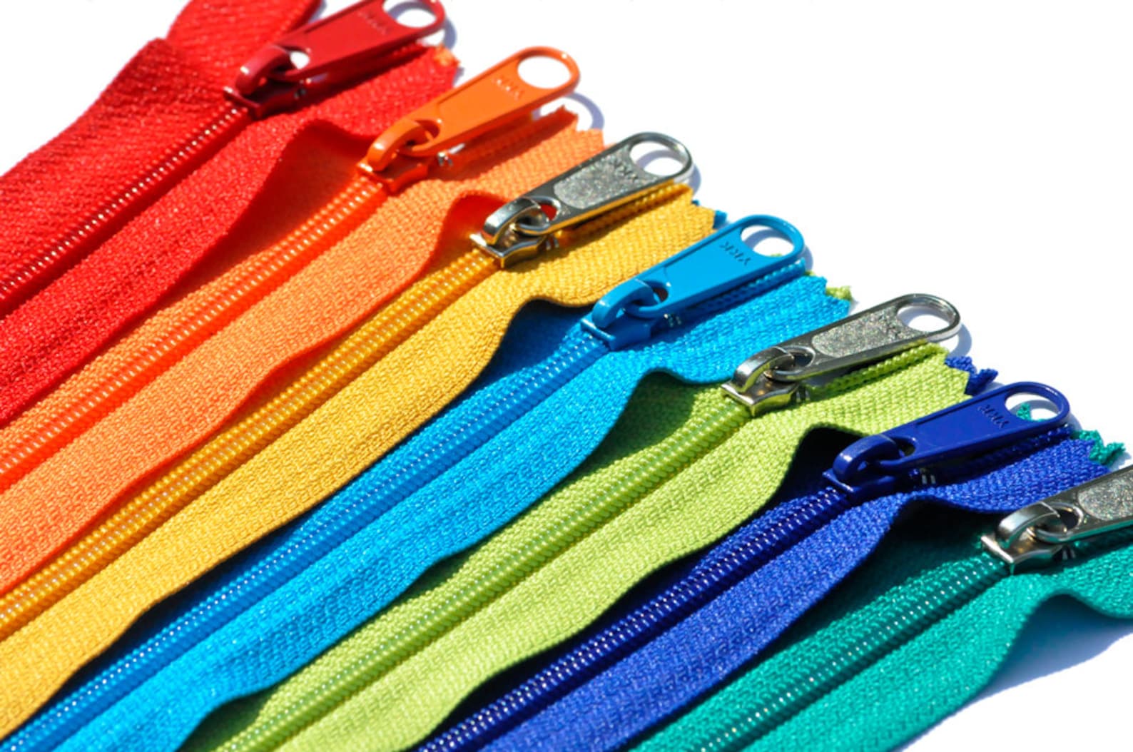 14 Inch 7 Assorted Colors Long Pull Handbag Zipper - YKK Number 4.5 ...