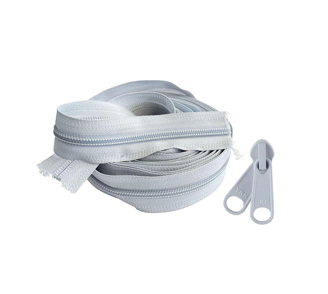 YKK #5 Silver Grey Nylon Coil Zipper by the Yard, Reversible Pull - Etsy