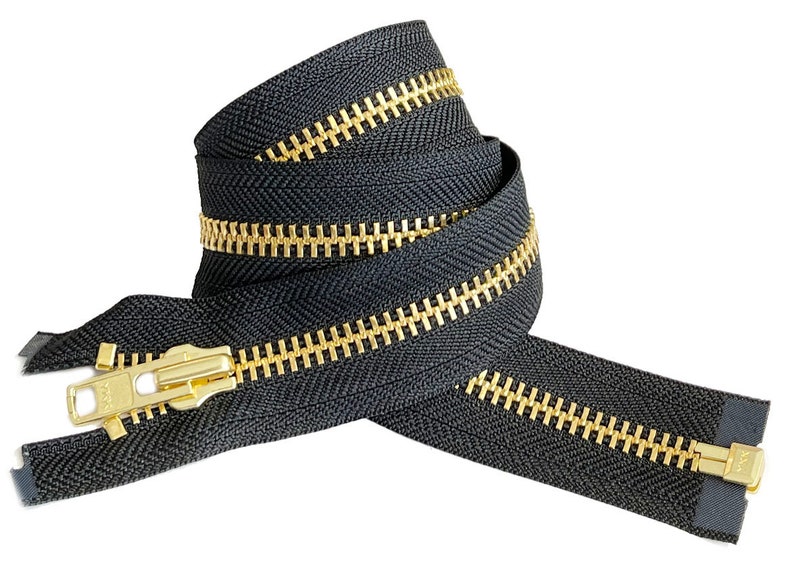 YKK #8 Golden Brass Heavy Duty Zipper – Black Jacket Zipper (4"-36") - Etsy