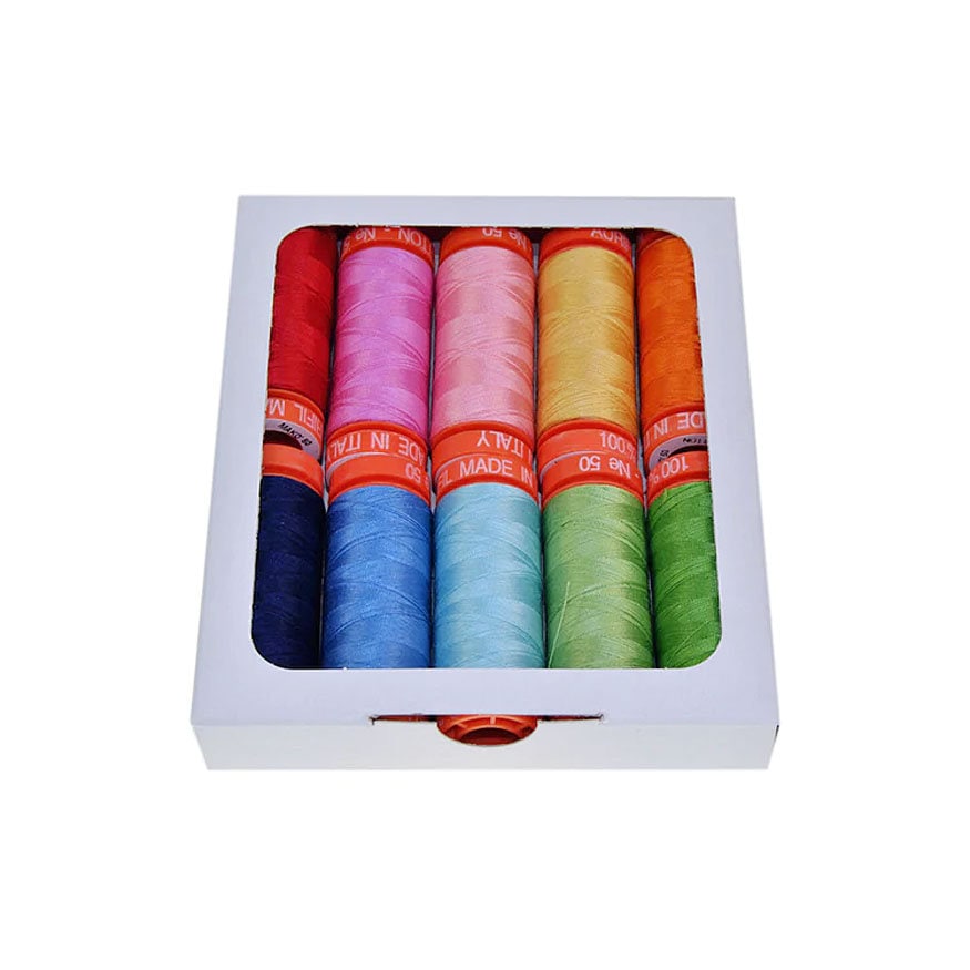Aurifil Happy Color Cotton Thread Set - 50WT, 220 Yds (10 Small Spools ...