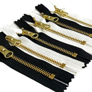 YKK#5 Golden Brass Metal Zipper - Fancy Pull 5M DA8LH Auto Lock Closed ...