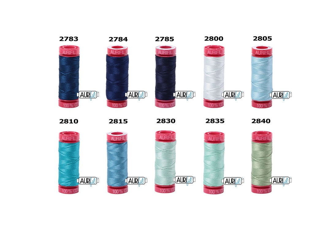Aurifil 12WT SMALL SPOOLS Thread Solid Mako 100% Cotton Thread 54 Yards ...