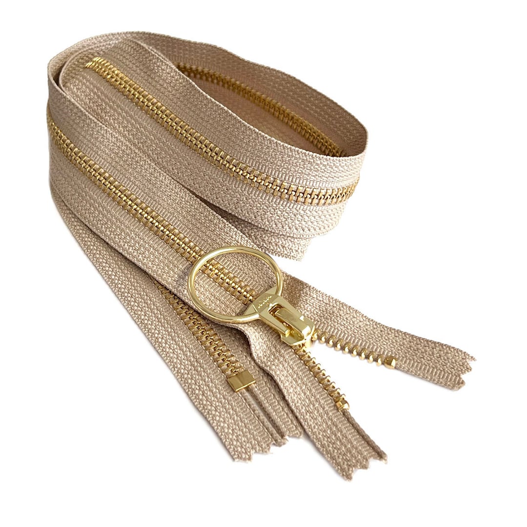 YKK #5 Golden Brass Closed-end Beige Zipper – Auto-lock, USA Made - Etsy