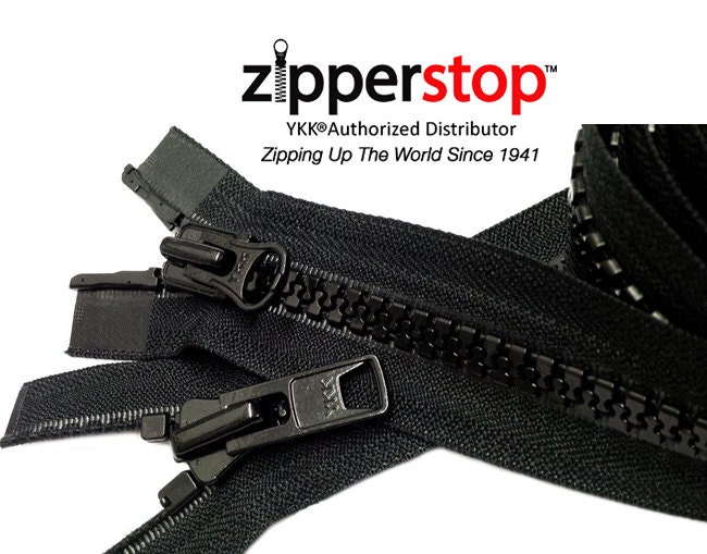 72 Inch Black Vislon Jacket Zipper YKK Number 5 2-way Molded Plastic ...