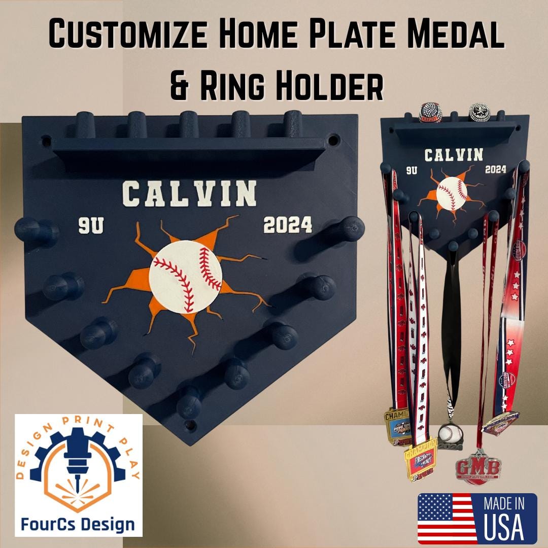 Custom Home Plate Medal & Ring Holder for Baseball or Softball - Etsy