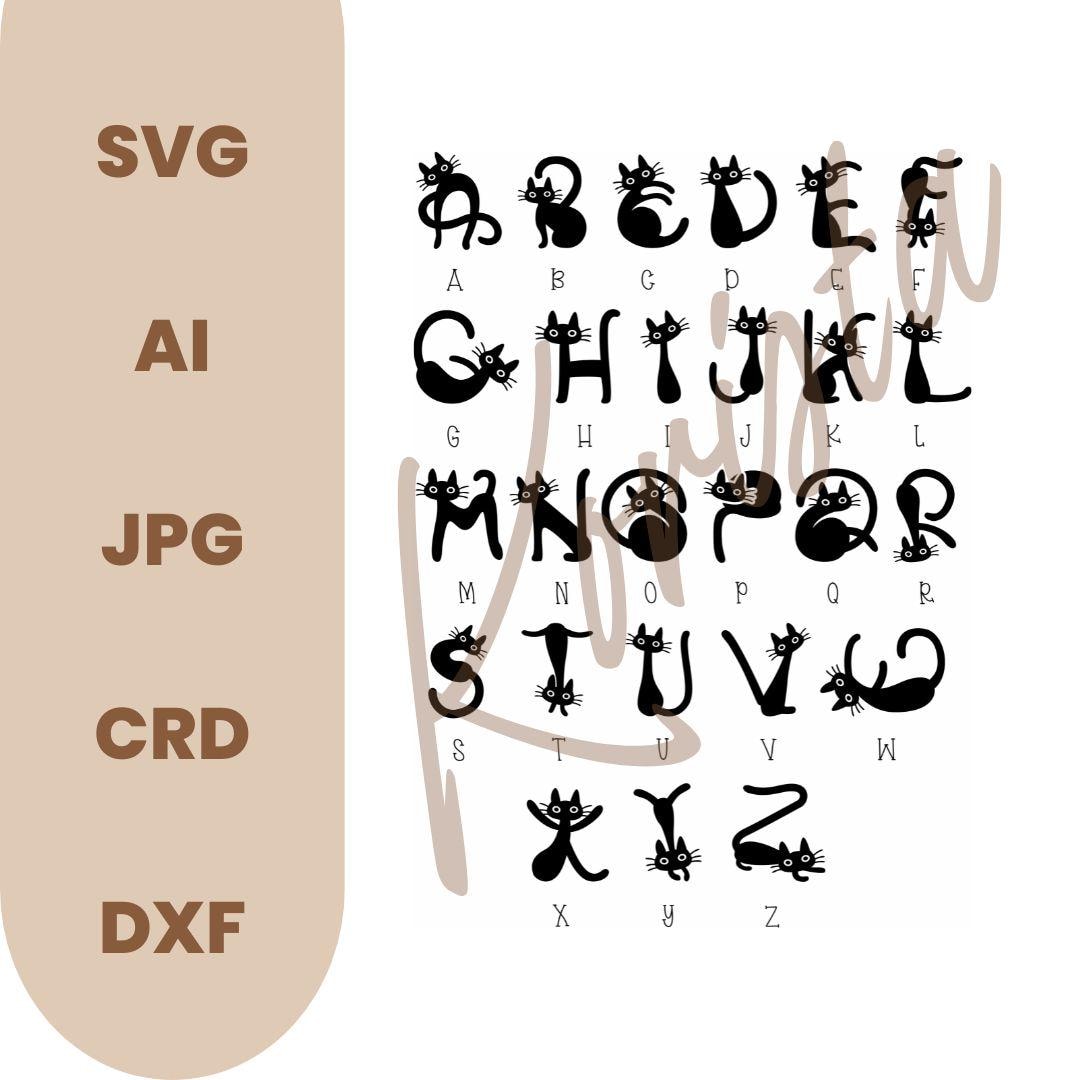 Black Cat Letter Kit Vector Alphabet for Design - Etsy