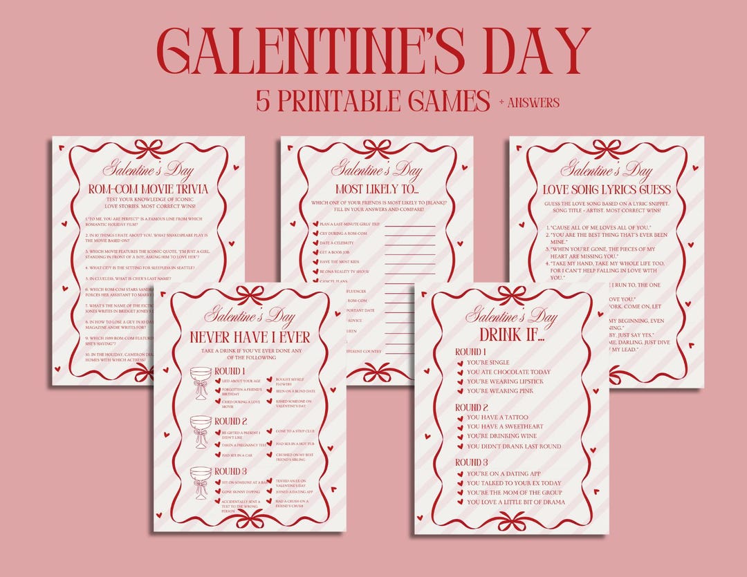 Galentines Day Party Games Bundle | Digital Download | 5 Printable ...