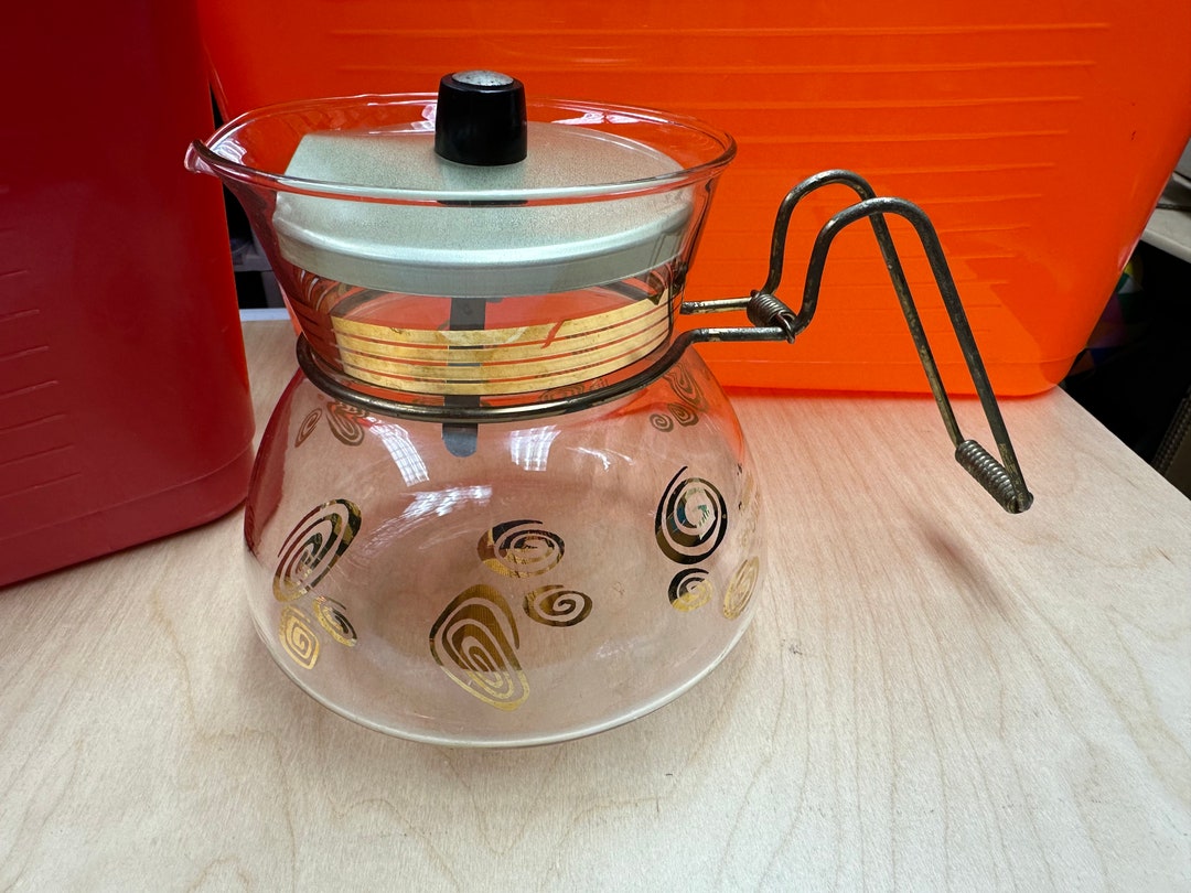 Vintage Jet-o-matic Flameproof 6-cup Glass Coffee Carafe With Gold ...