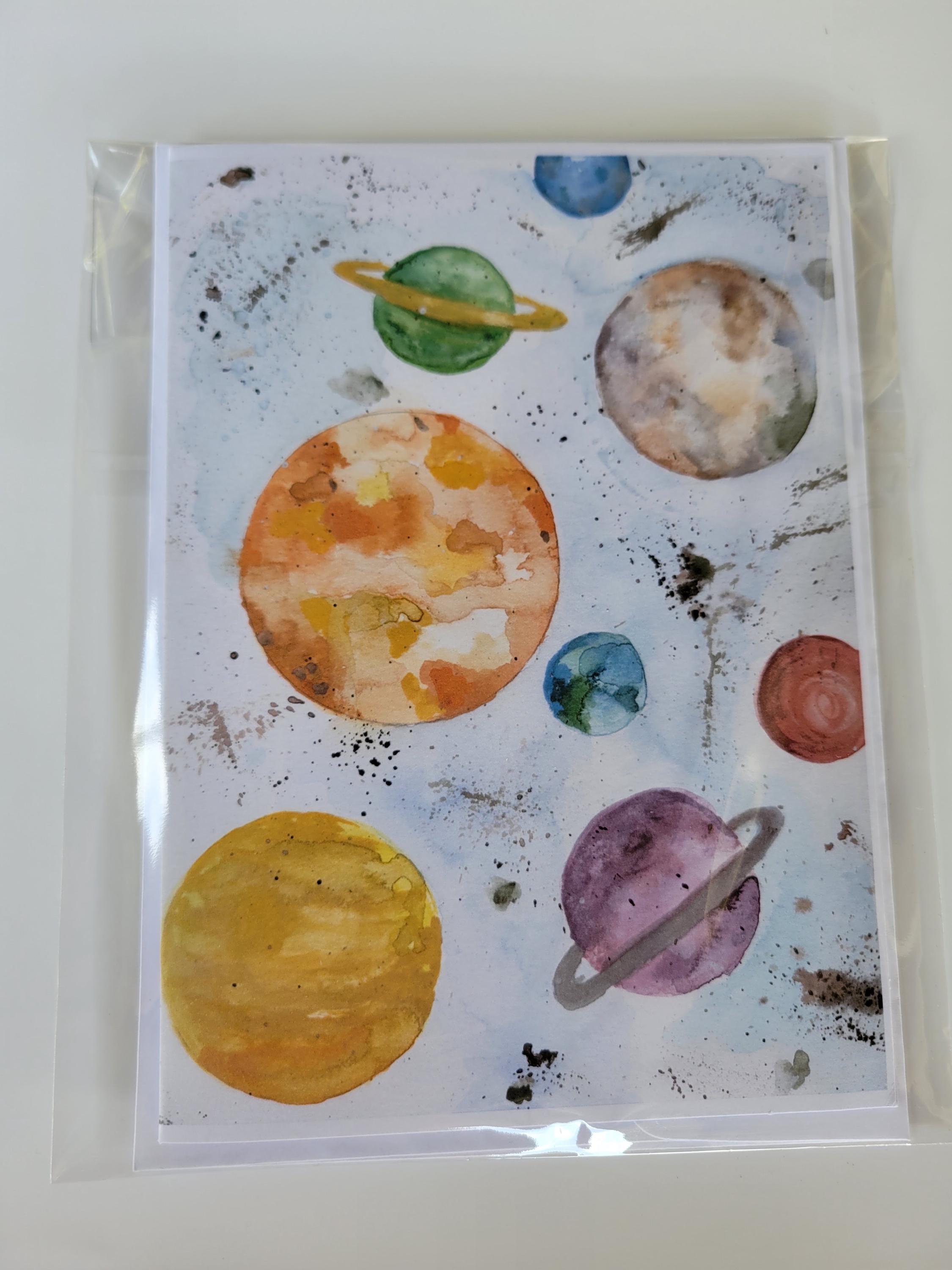 Space Watercolor Card Set • Planets • Space Shuttle • Astronaut • Earth ...