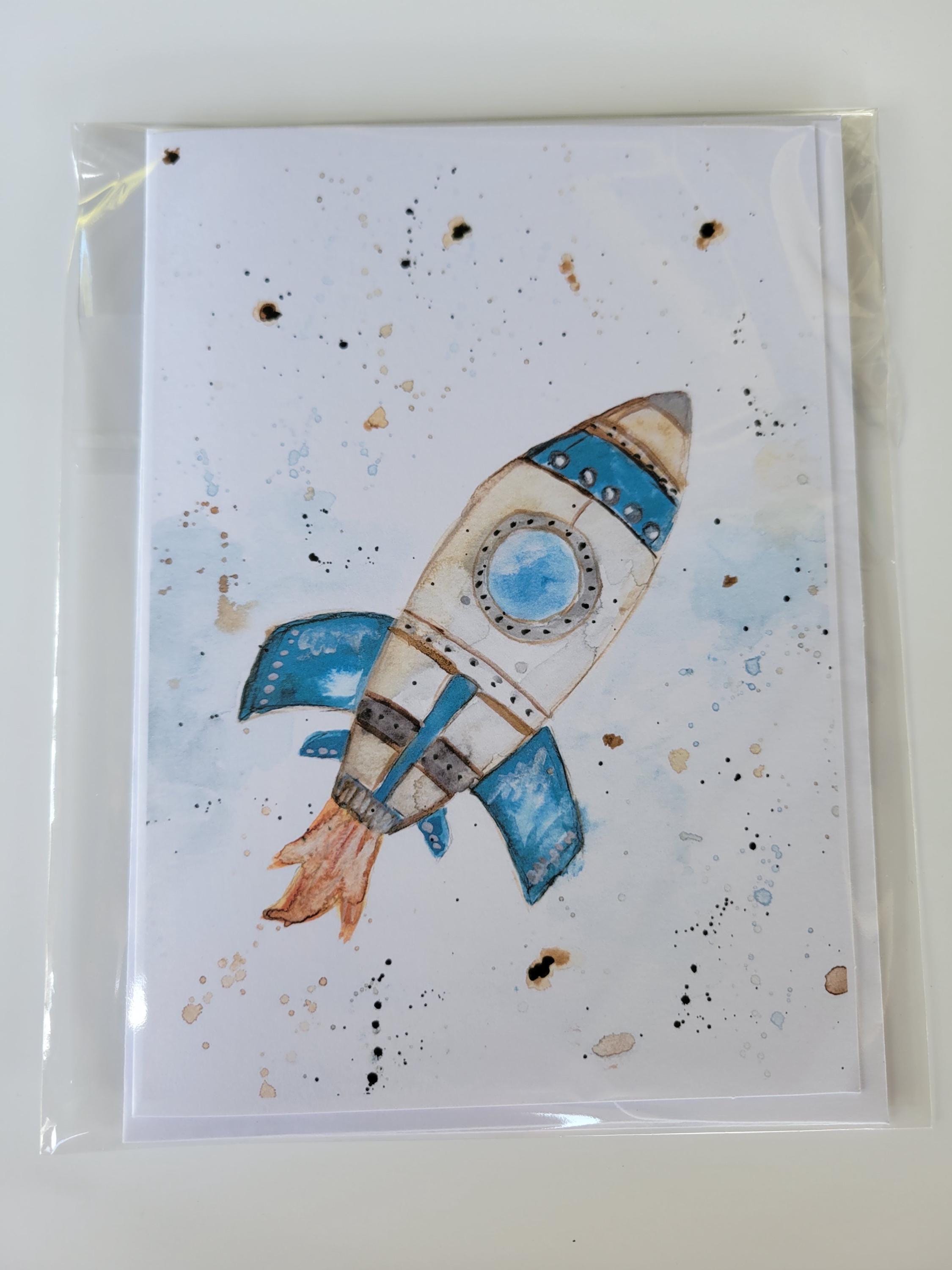 Space Watercolor Card Set • Planets • Space Shuttle • Astronaut • Earth ...
