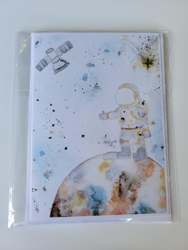 Space Watercolor Card Set • Planets • Space Shuttle • Astronaut • Earth ...