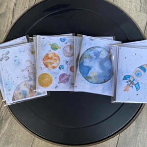 Space Watercolor Card Set • Planets • Space Shuttle • Astronaut • Earth ...