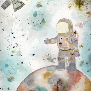 Space Watercolor Card Set • Planets • Space Shuttle • Astronaut • Earth ...