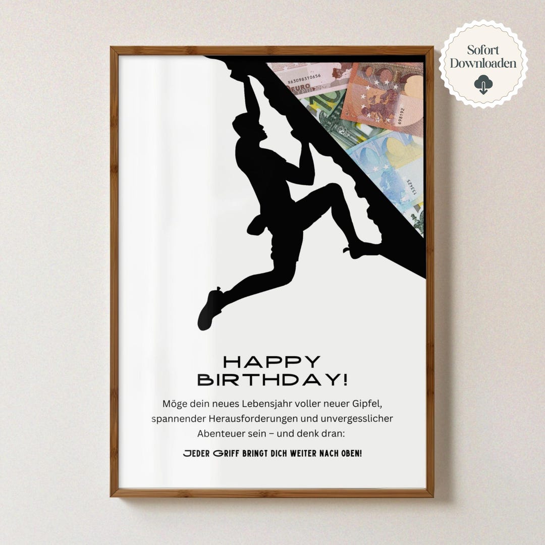 Kletterer Geschenk – Geldgeschenk Ausdrucken | Perfekt für Boulderer ...