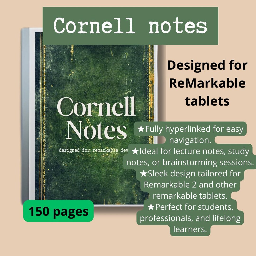 Cornell Notes Planner for Remarkable 2, Lecture Notes Template (PDF) - Etsy