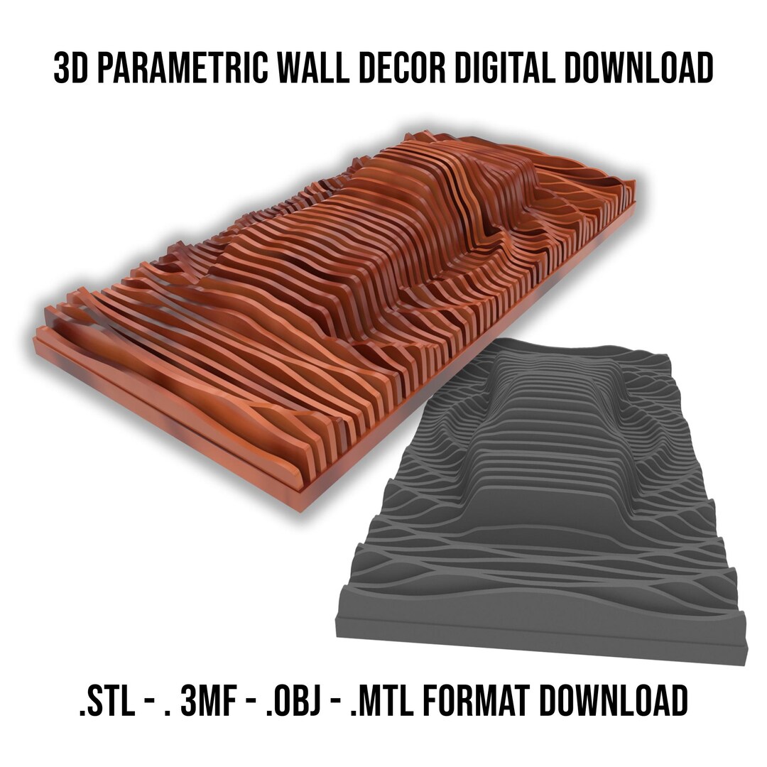 3D Parametric Wall Decor Digital Download, Wavy Pattern, CNC Files for ...