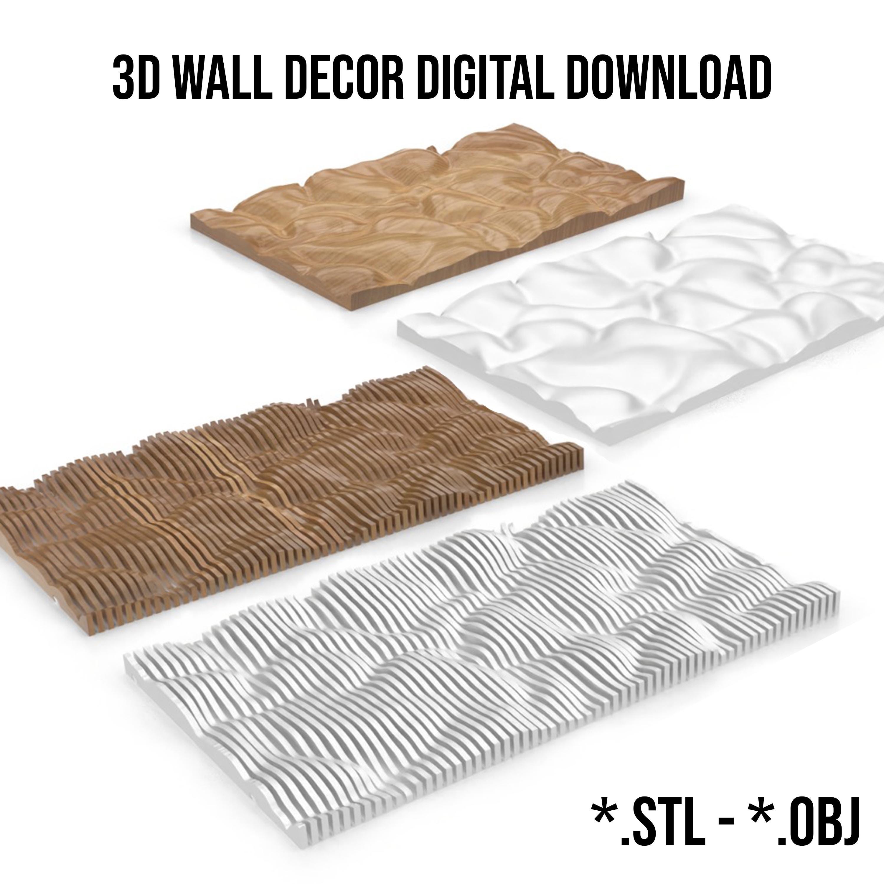 3D Parametric Wall Decor Digital Download, Wavy Pattern, CNC Files for ...