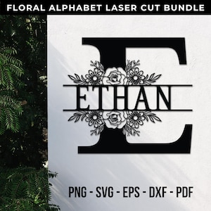 Floral Monogram SVG Bundle, Split Monogram, Last Name Svg, Initial ...