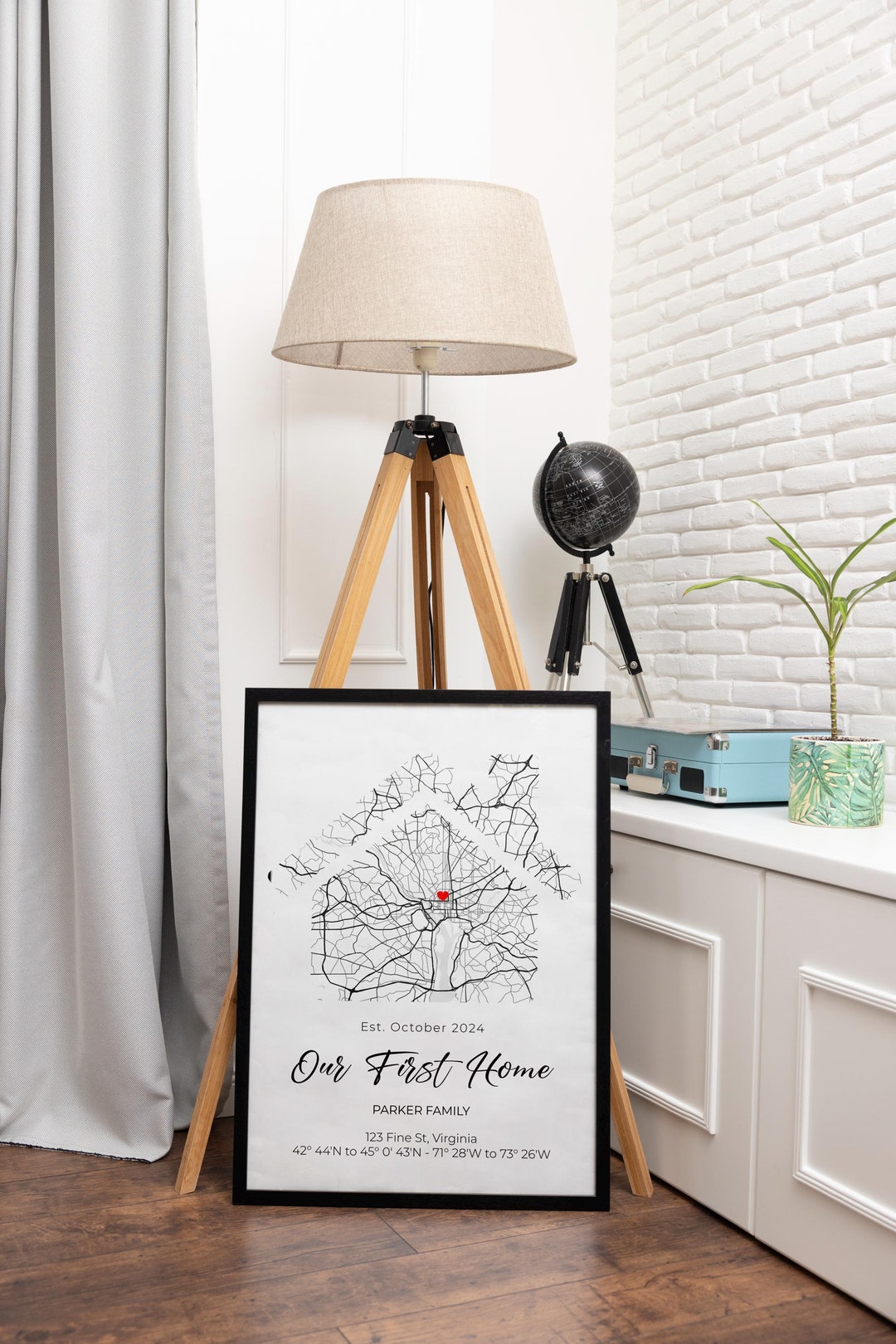 Custom Home Map, First Time Home Buyer, Personalized Housewarming Gift ...