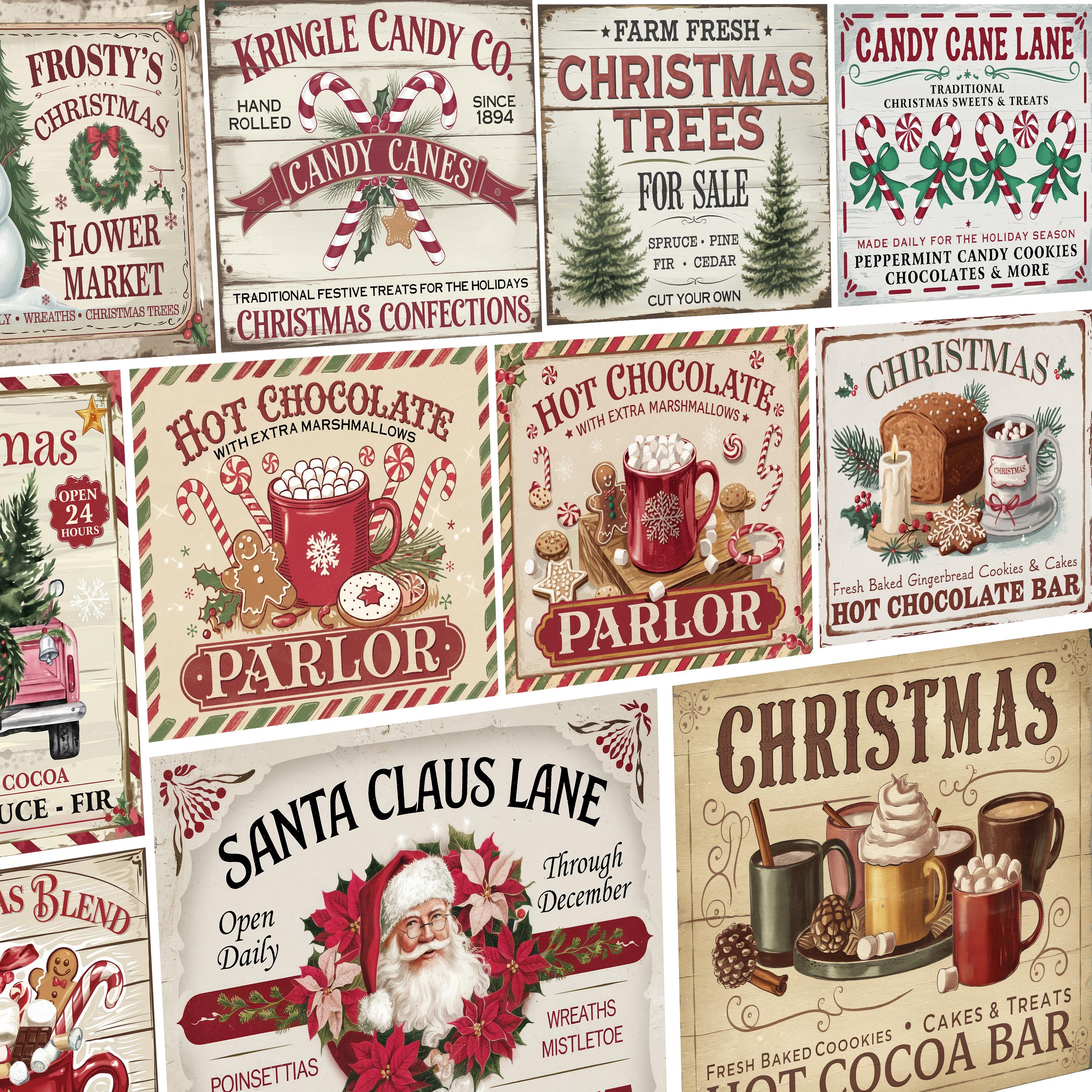 20 Vintage Christmas Farmhouse Holiday Poster, Vintage Printable ...