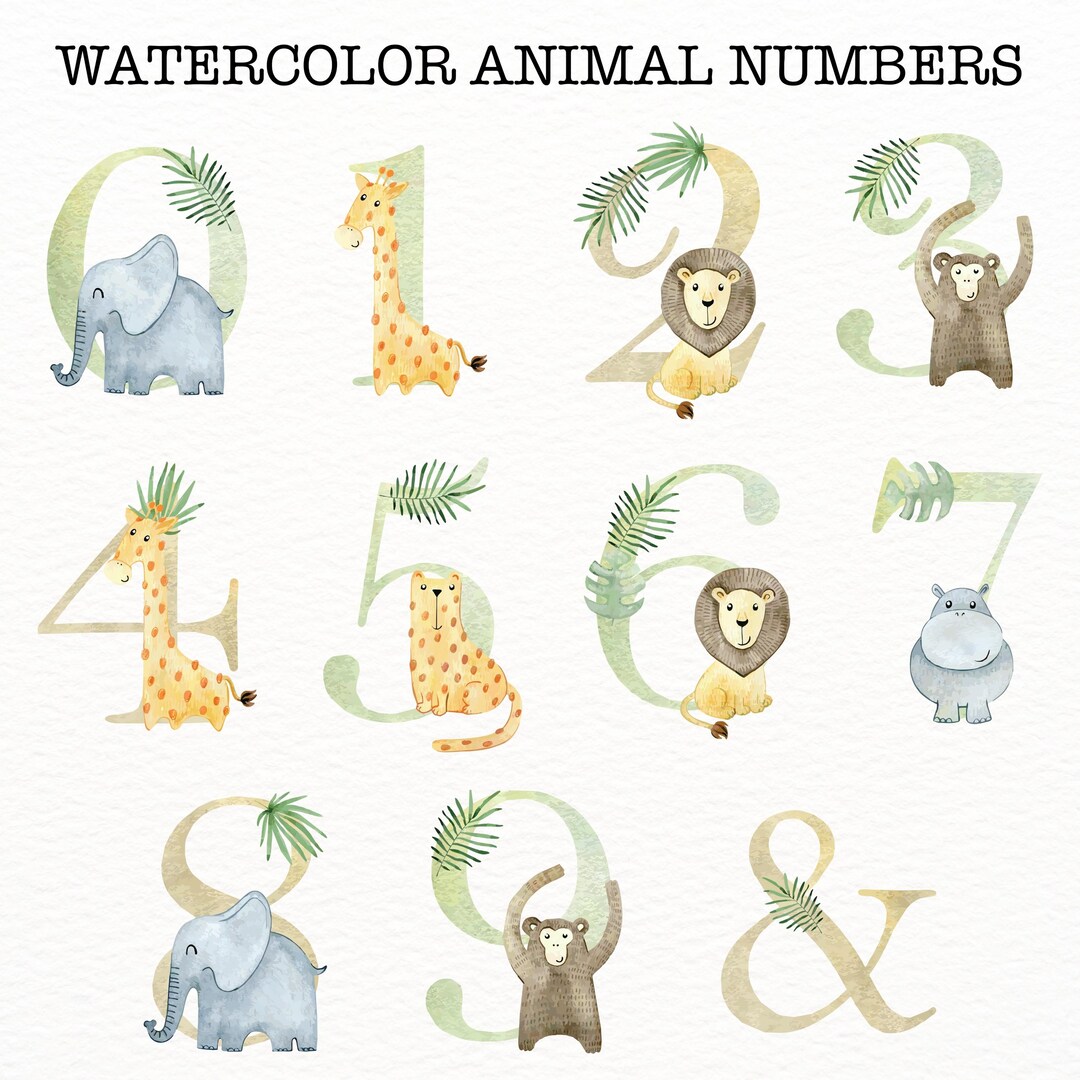 Little Animals Numbers, Animal Number Clipart, Animal Number PNG, Cute ...