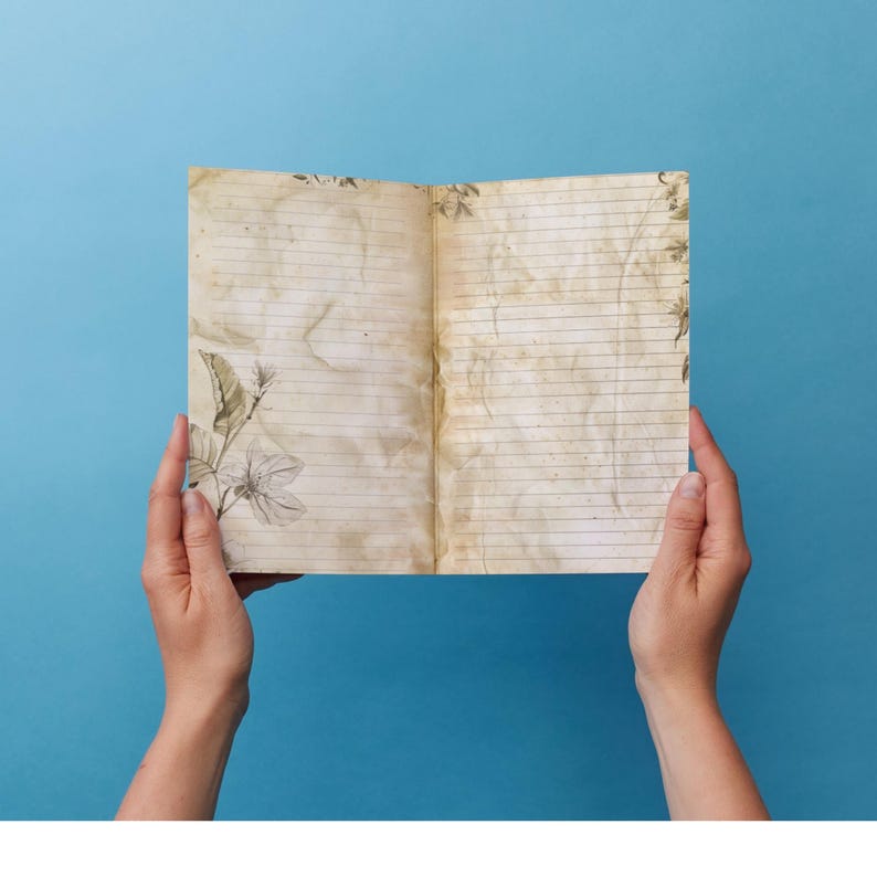 Vintage Blank Lined Junk Journal Pages, Blank Junk Journal JPG, Grunge ...