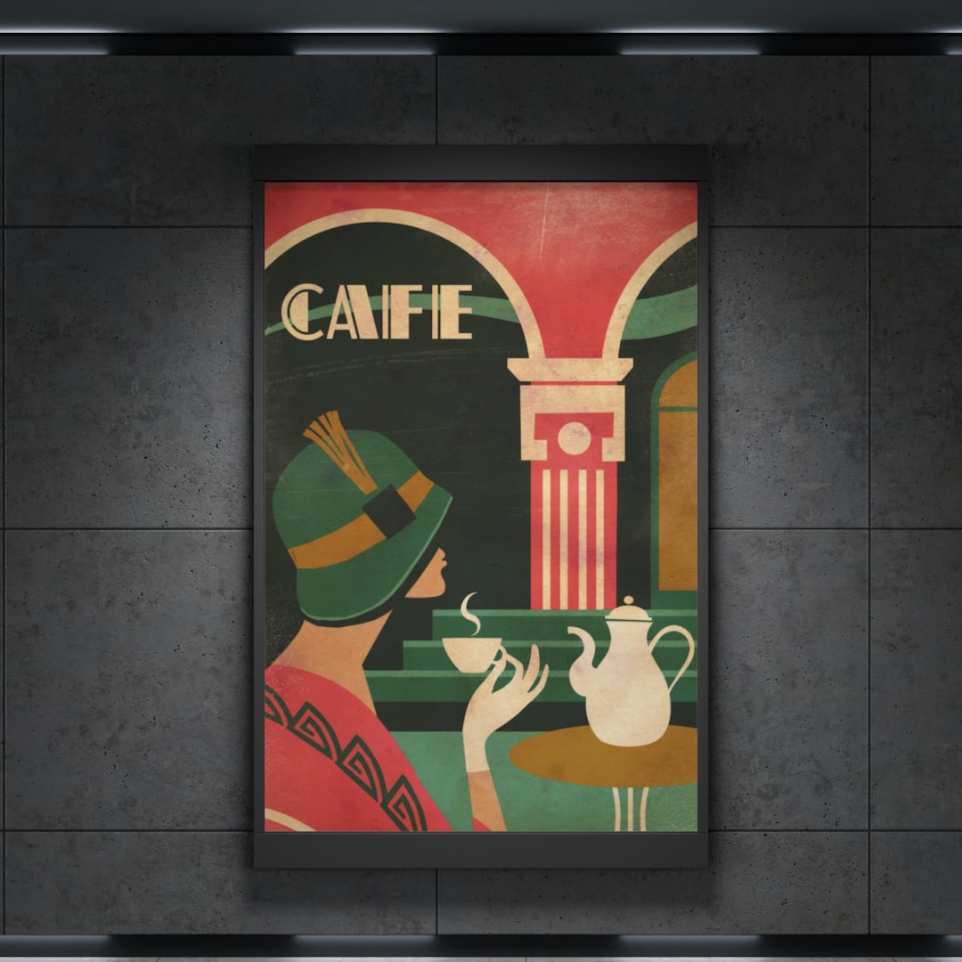 Art Deco Cafe Poster Digital, Retro Coffee Poster, Coffee Lover Gift ...