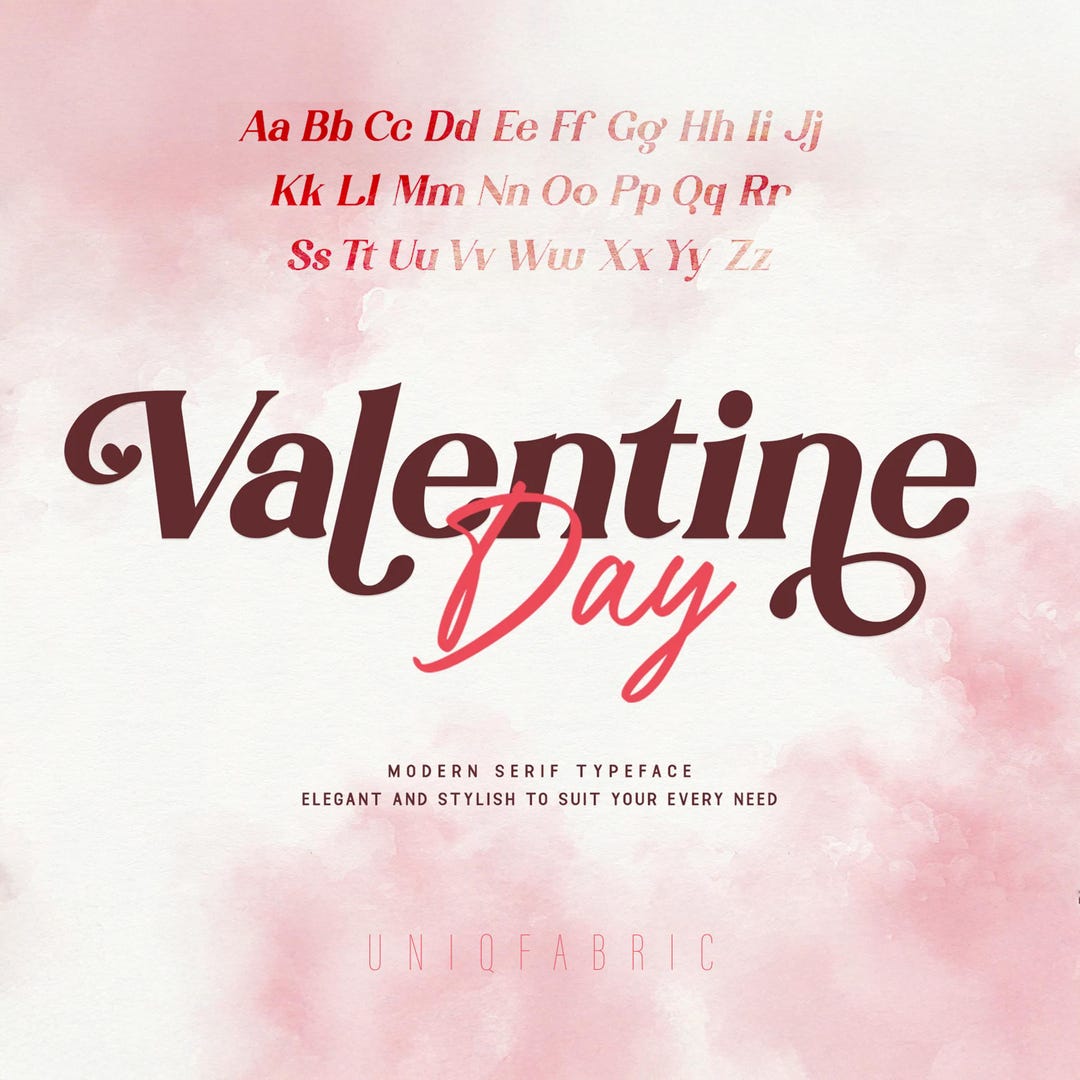 Valentine Day Font Otf Ttf Wof, Valentines Day Font, Romantic Font ...