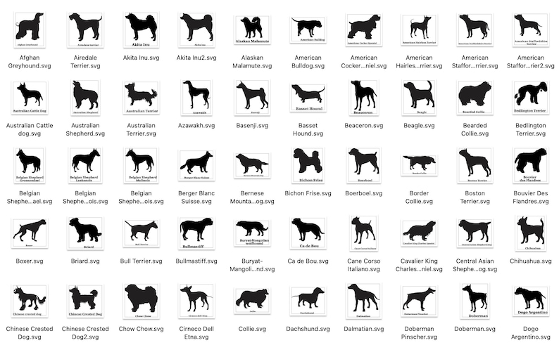 Dog Breed Silhouette SVG Bundle – 147 Breeds Clipart (commercial Use ...