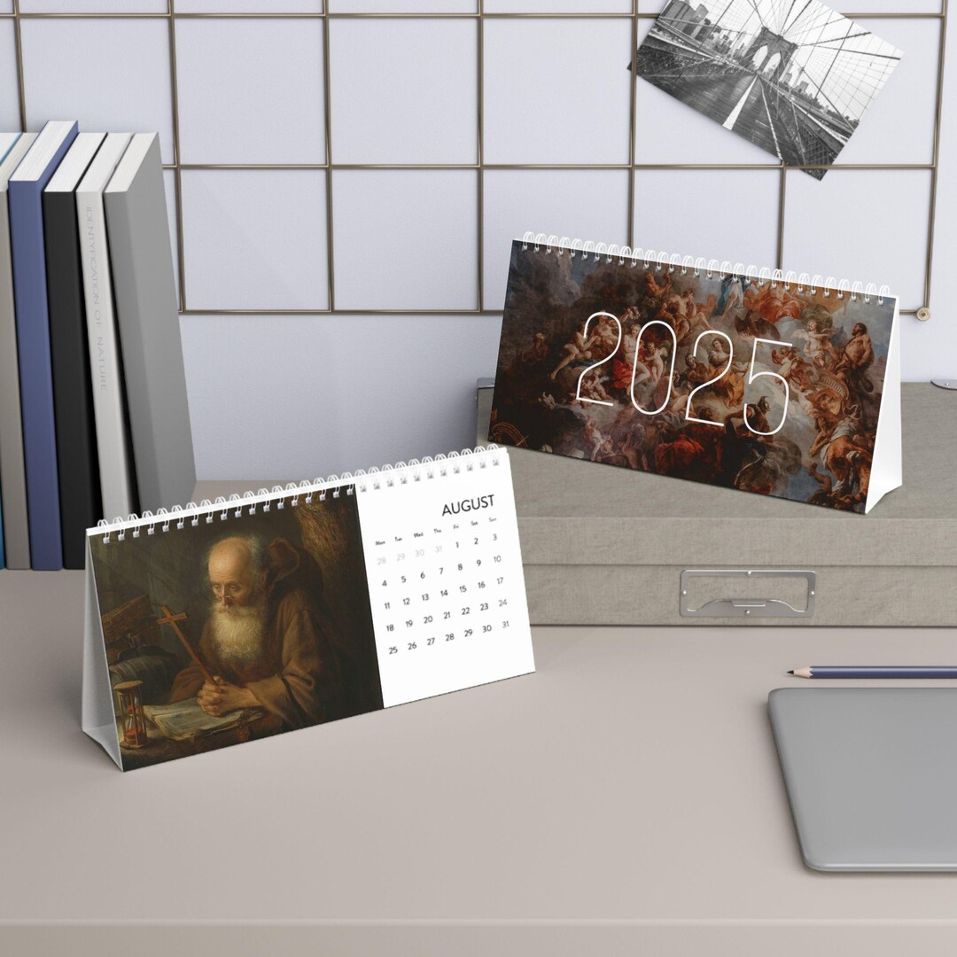 Retro Art Desk Calendar, Barocco Antique Renaissance 2025 Grid, Vintage ...