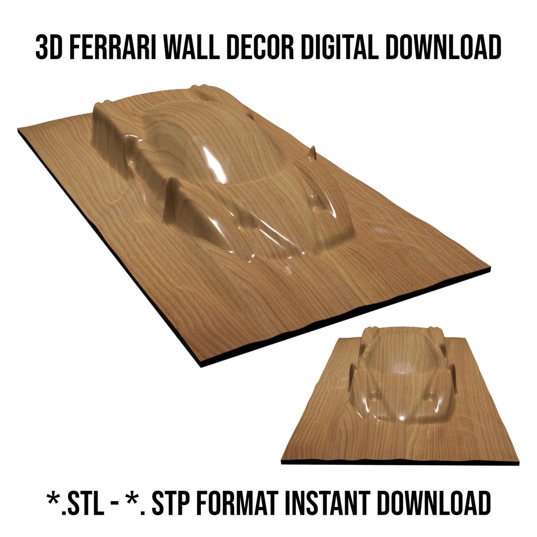 3D Parametric Ferrari Wall Decor STL File for 3D Printing - Digital ...