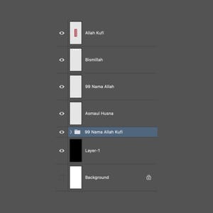 Asmaul Husna Kufic PSD, 99 Names of Allah PNG, Islamic Sublimation, Islamic Gift Idea Asmaul ...