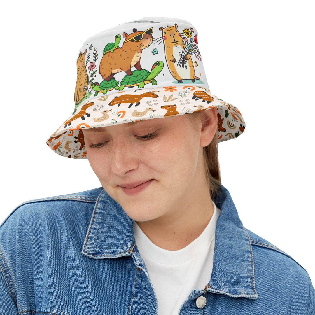 Funny Capybara Bucket Hat AOP, Cute Capy Hat, Gift for Her/him ...