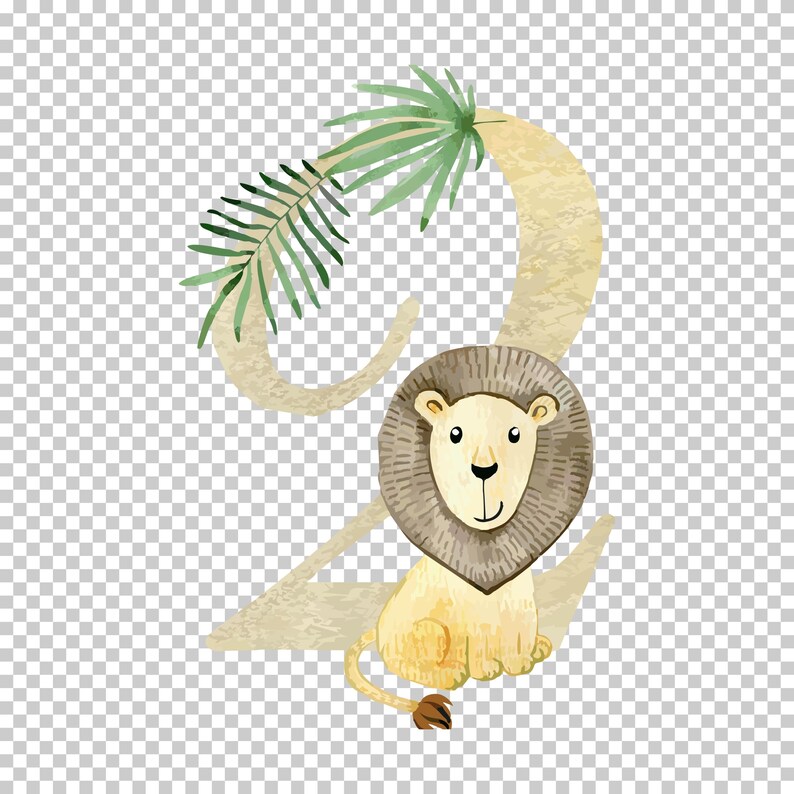 Watercolor Animal Numbers Clipart, Jungle Animals, Kids Font (PNG & SVG ...