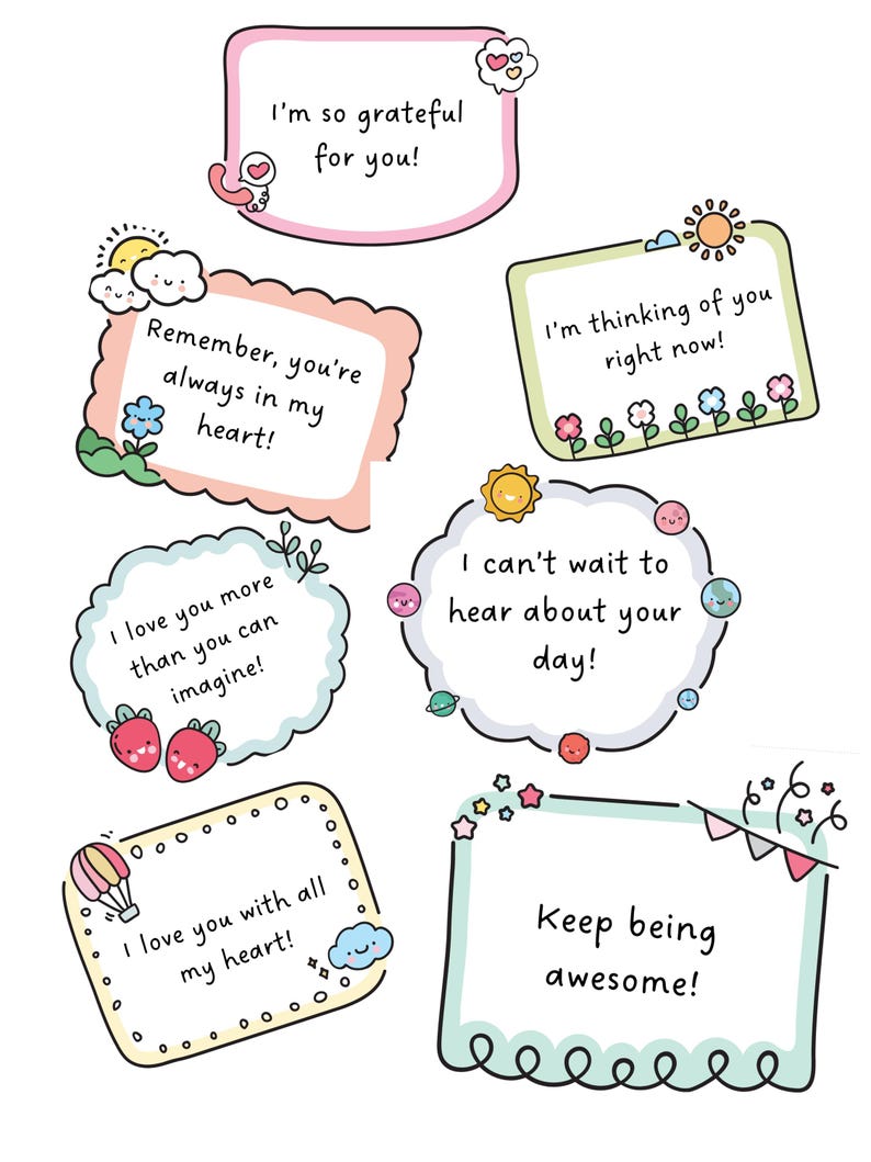 Printable Lunchbox Notes: 90 Kids' Encouragement Messages (PDF) - Etsy