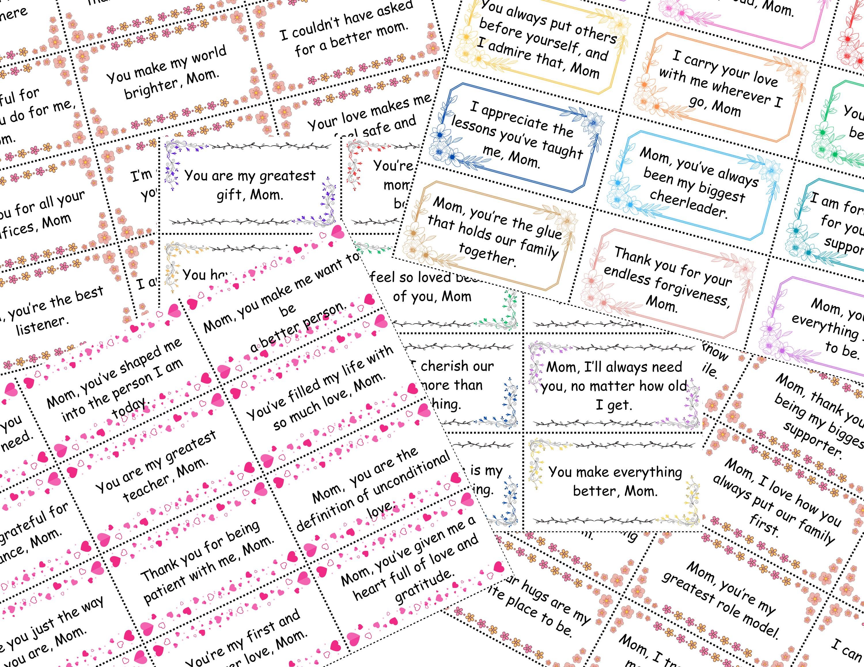 Printable Messages for Mom, Mother's Love Jar, Personalized Gift for ...